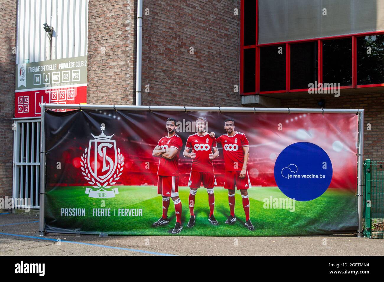 Liège, Belgium, August 21, 2021. The Maurice-Dufrasne stadium ...