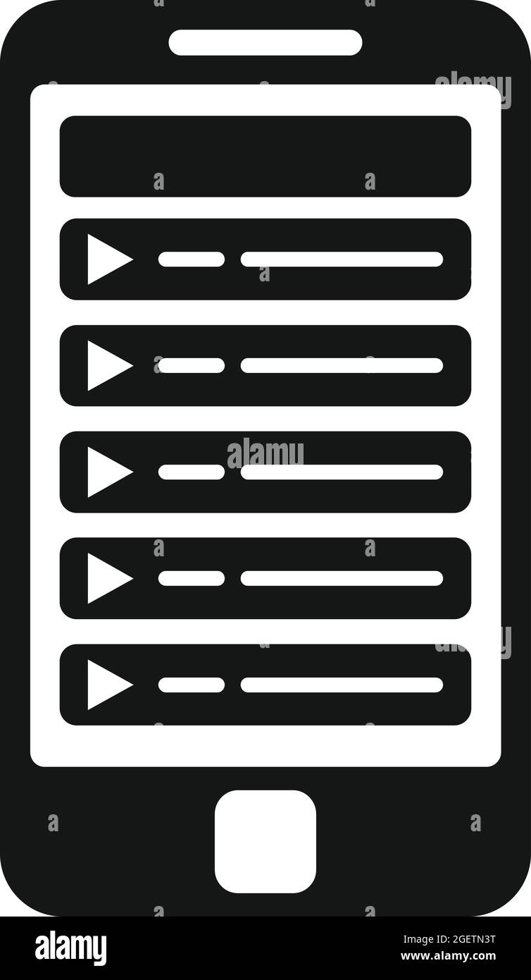 Smartphone playlist app icon simple vector. Player interface Stock ...