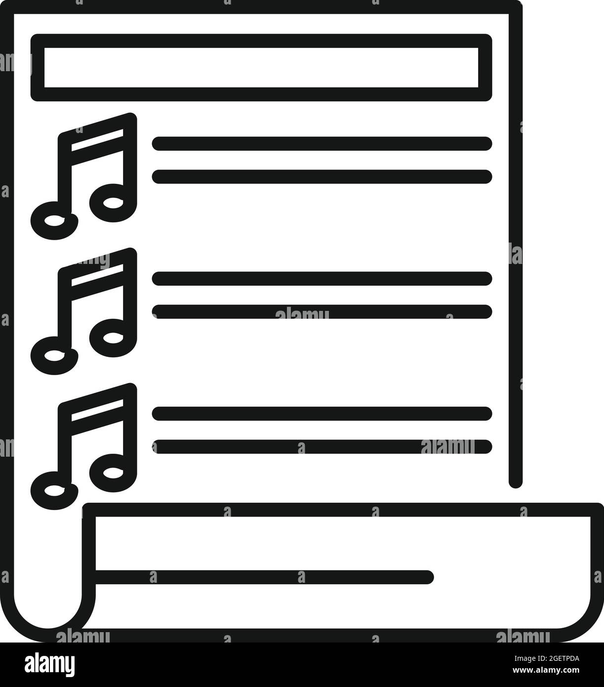 Paper playlist icon outline vector. Music song Stock Vector Image & Art ...