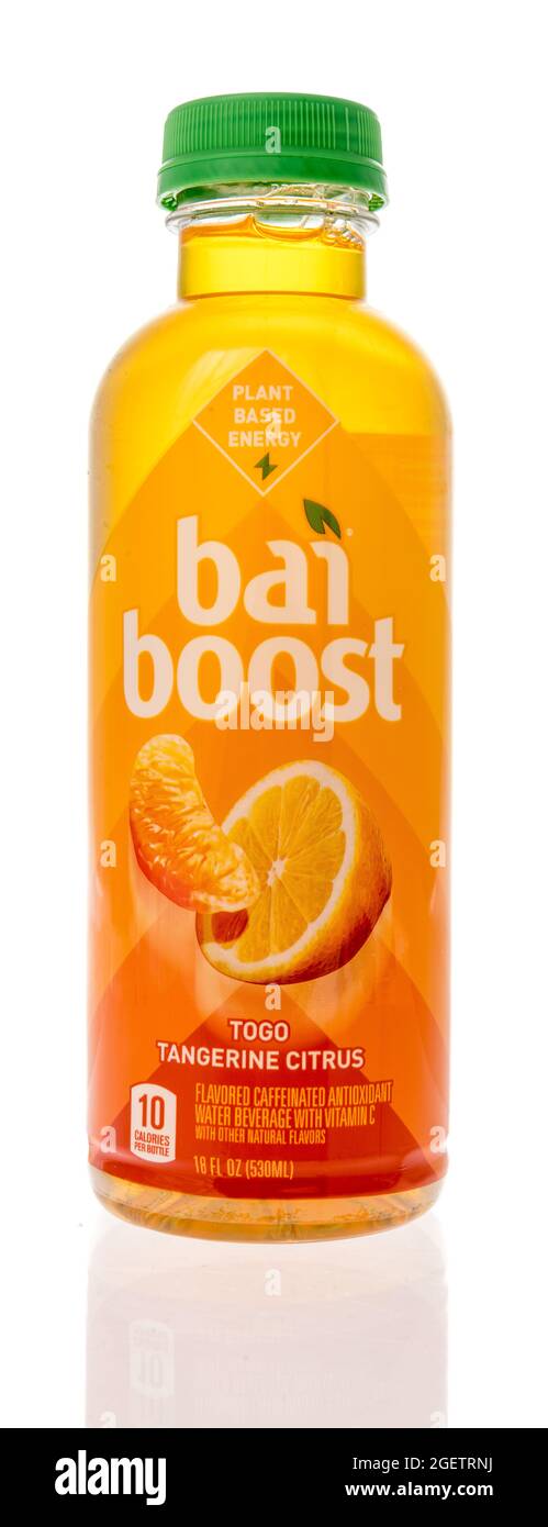 Winneconne, WI -20 August 2021: A bottle of Bai boost drink on an ...