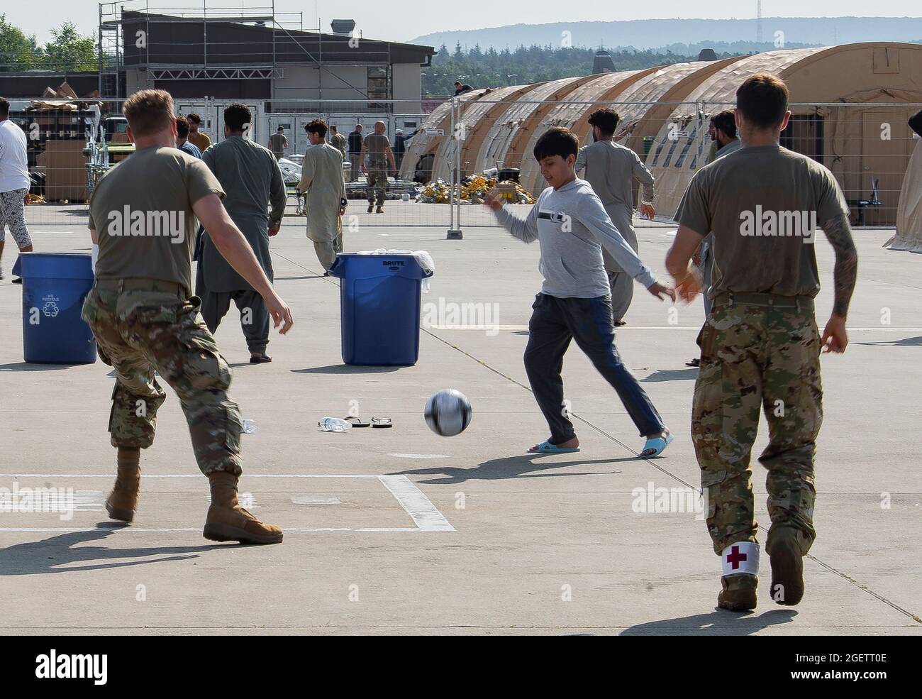 Ramstein Miesenbach, Germany. 21st Aug, 2021. U.S. Air Force airmen ...