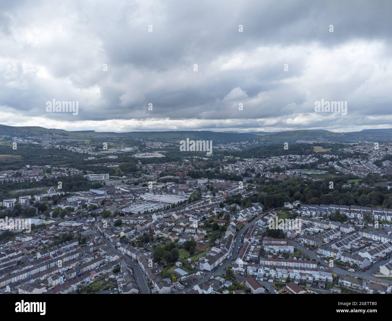 Merthyr Tydfil, South Wales, UK. 21 August 2021. UK weather: An aerial ...