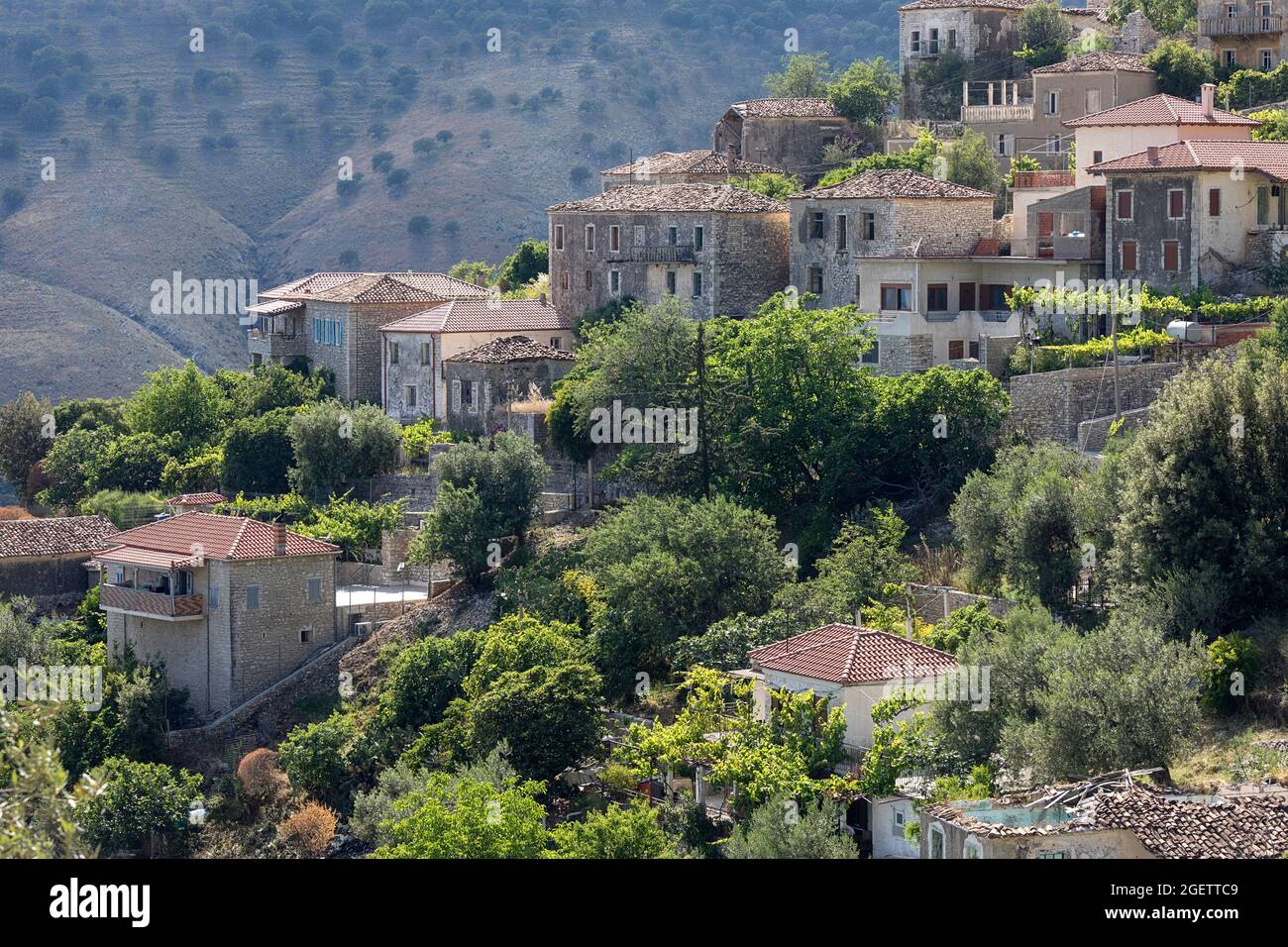 The old village on the hill, Qeparo, Albania Stock Photo - Alamy