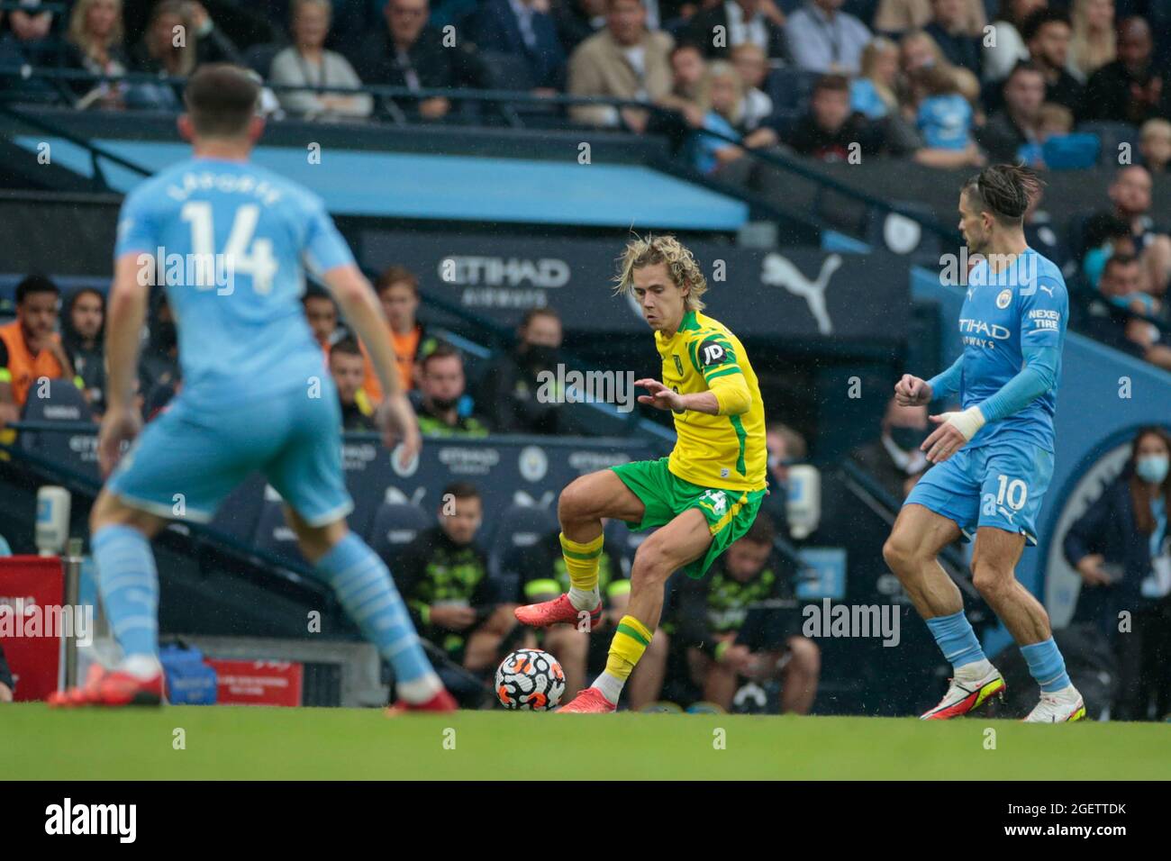 Manchester, UK. 21st Aug, 2021. Todd Cantwell #14 of Norwich City ...