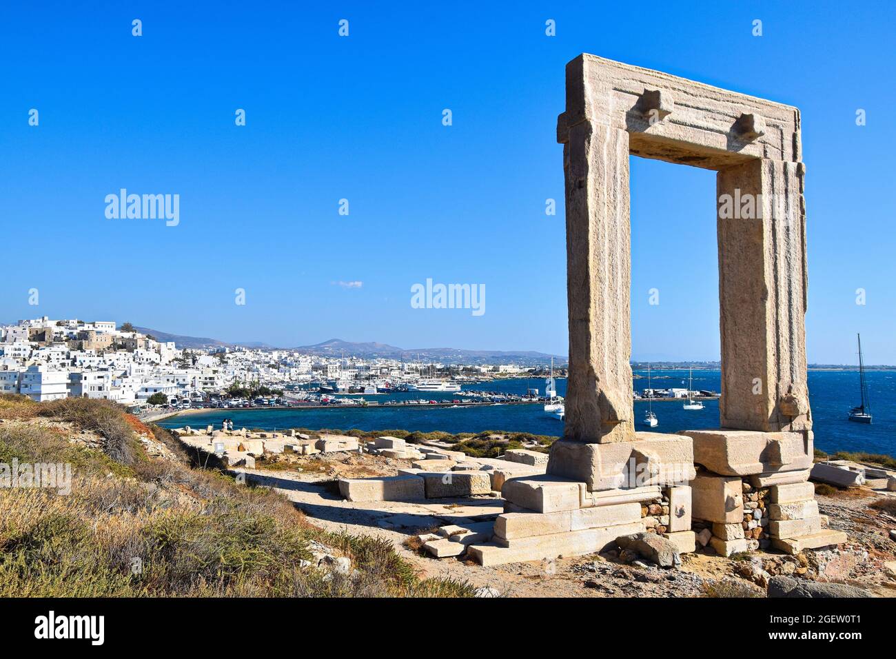 Entrance of the ruins of the temple of Apollo. Naxos, Greek Cyclades ...