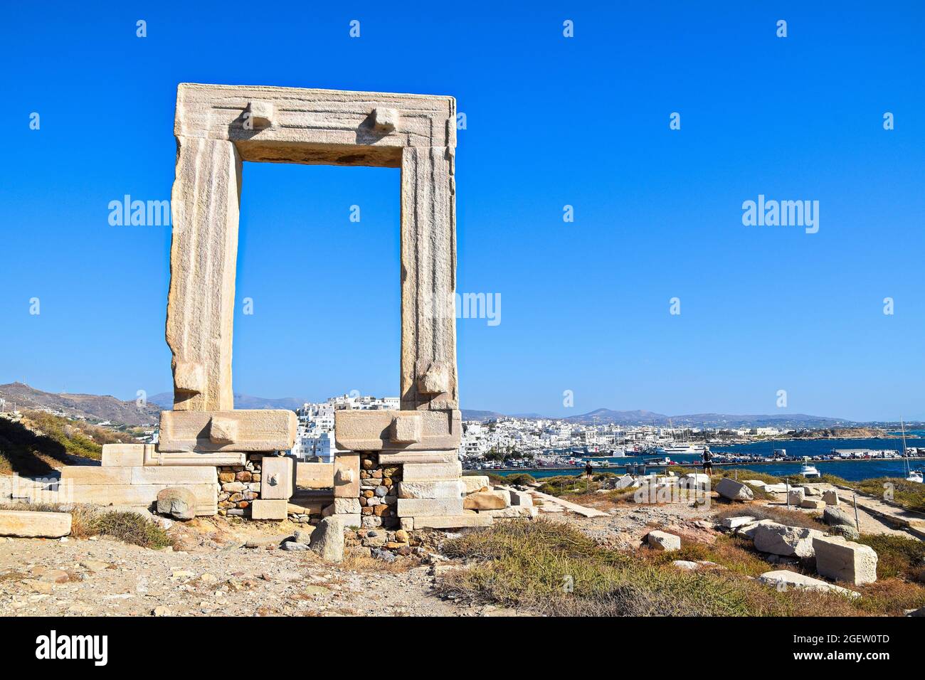 Entrance of the ruins of the temple of Apollo. Naxos, Greek Cyclades ...