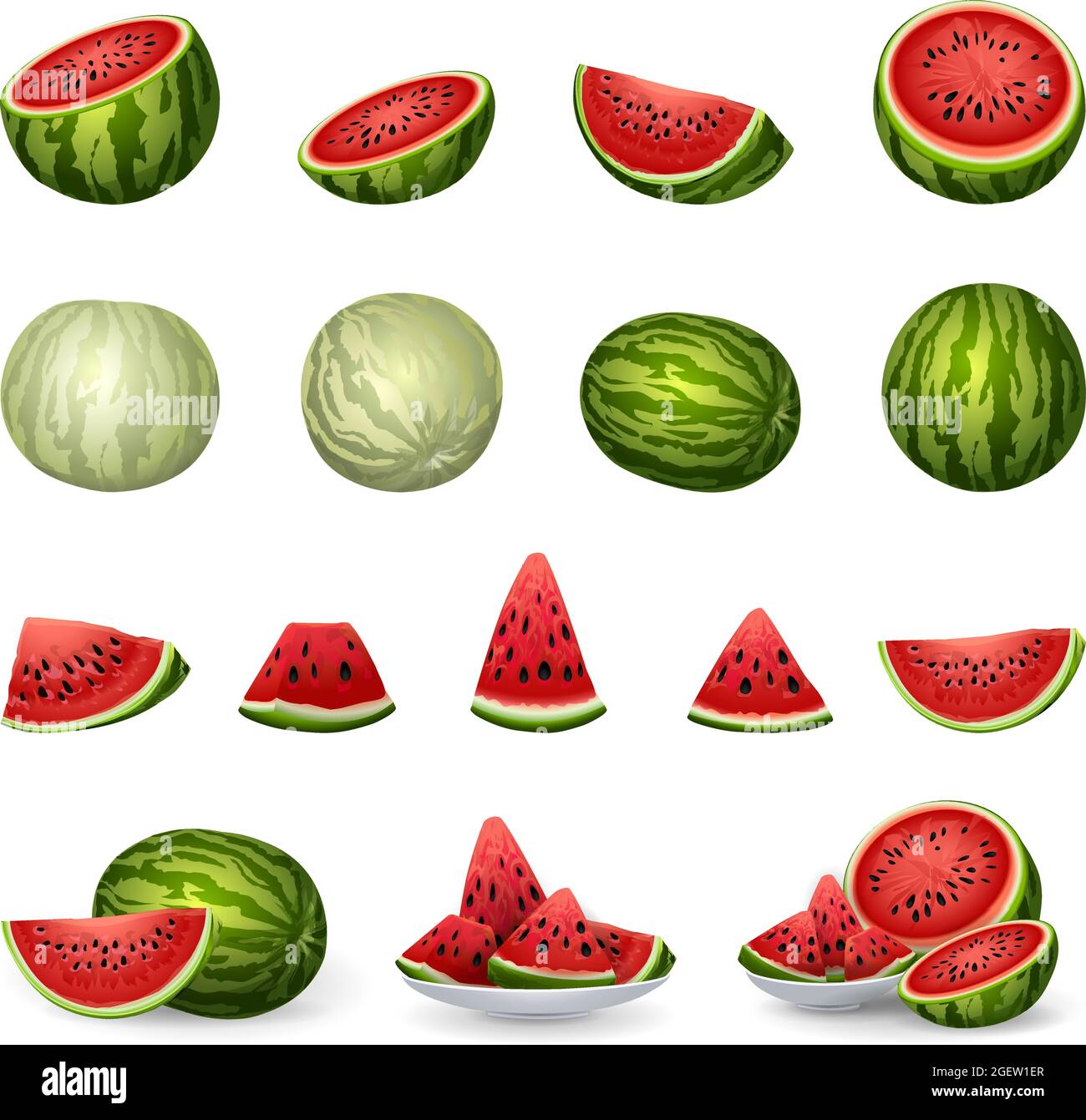 Watermelon icons set cartoon vector. Cap preparing Stock Vector Image ...
