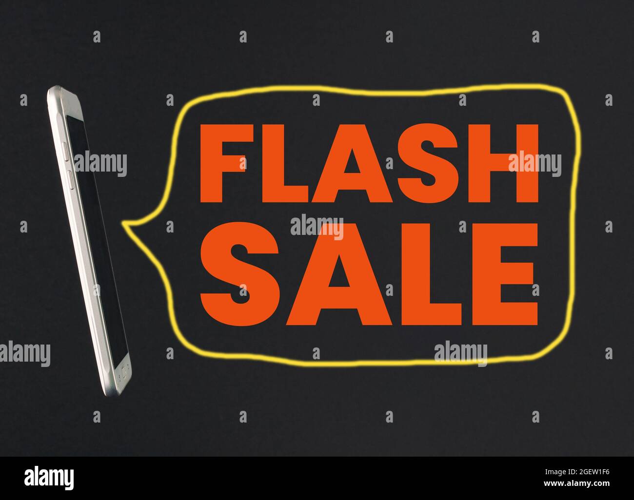 White 3d mobile phone with the words Flash Sale written in the speech ...