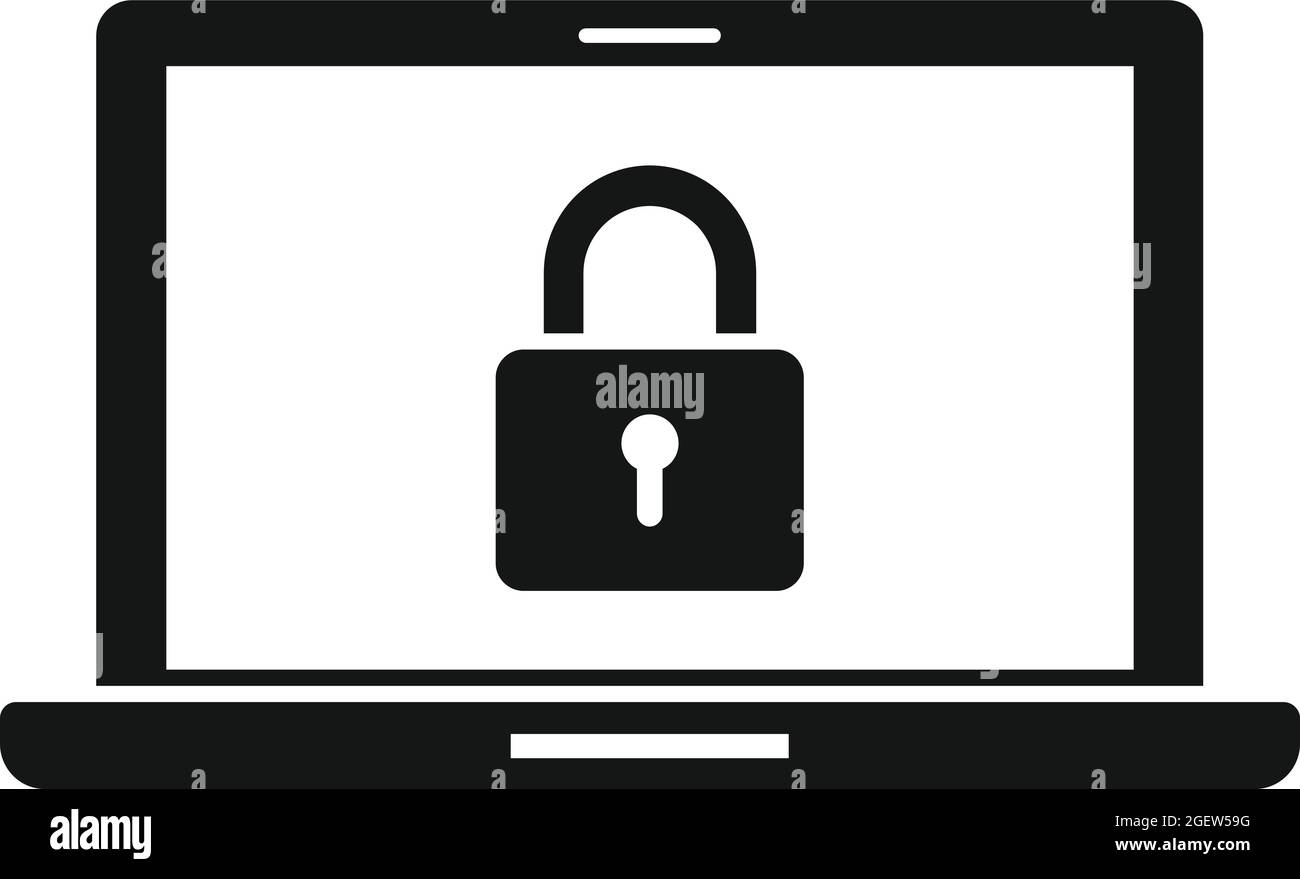 Secured laptop icon simple vector. Computer data Stock Vector Image ...