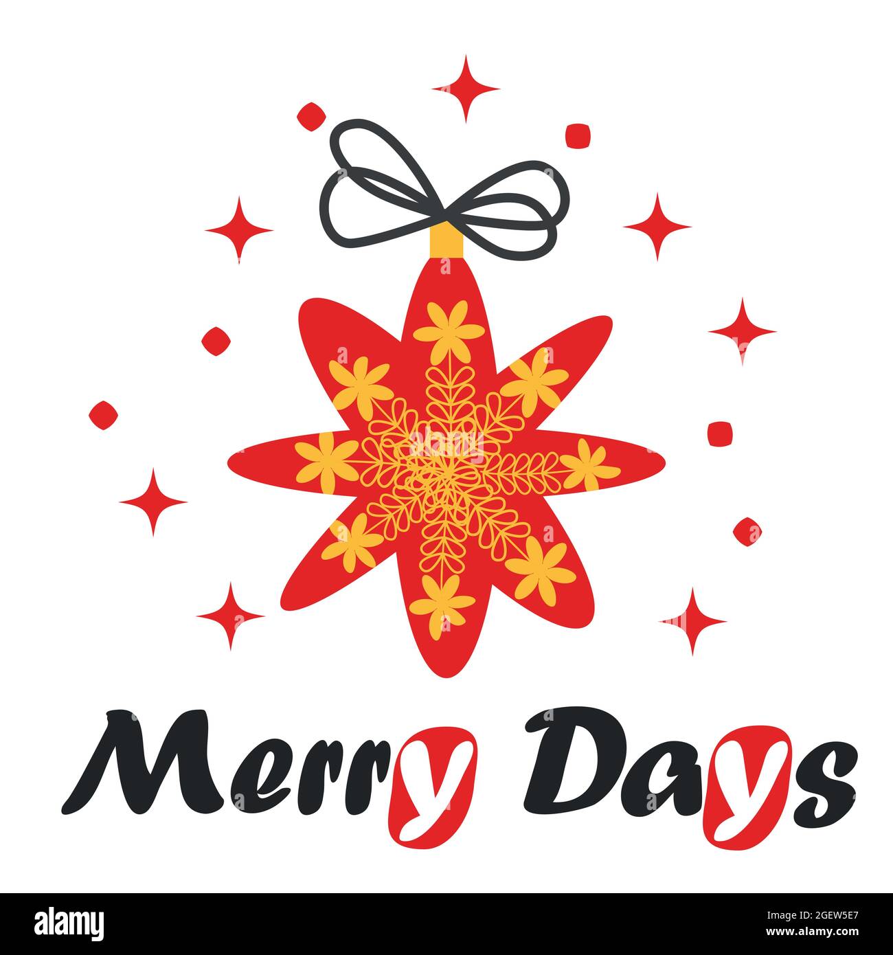 Christmas red star and decoration elements. Christmas and Happy New ...