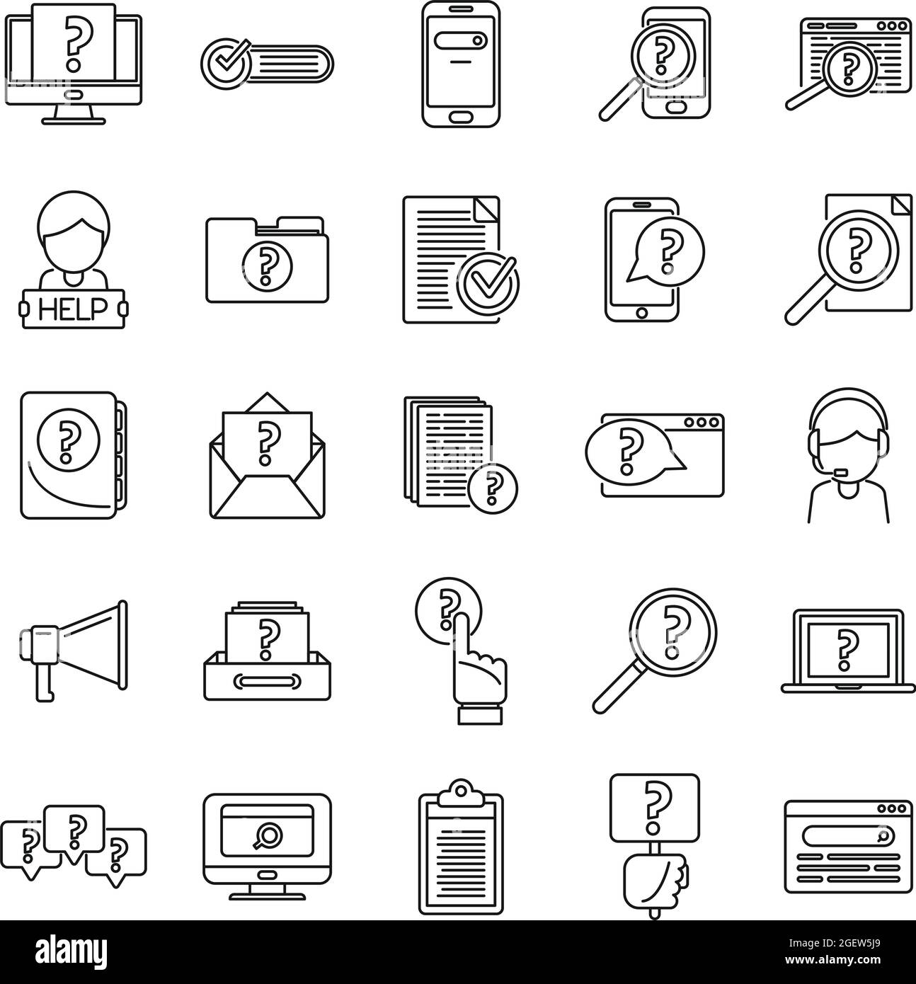 Request icons set outline vector. Friend computer Stock Vector Image ...