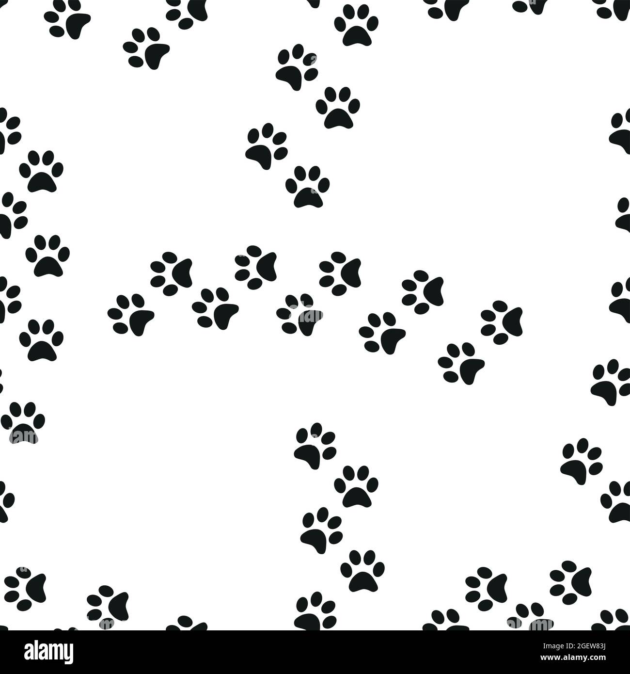 Animal footprint seamless pattern. Footprints of a cat, dog, bear, lion ...