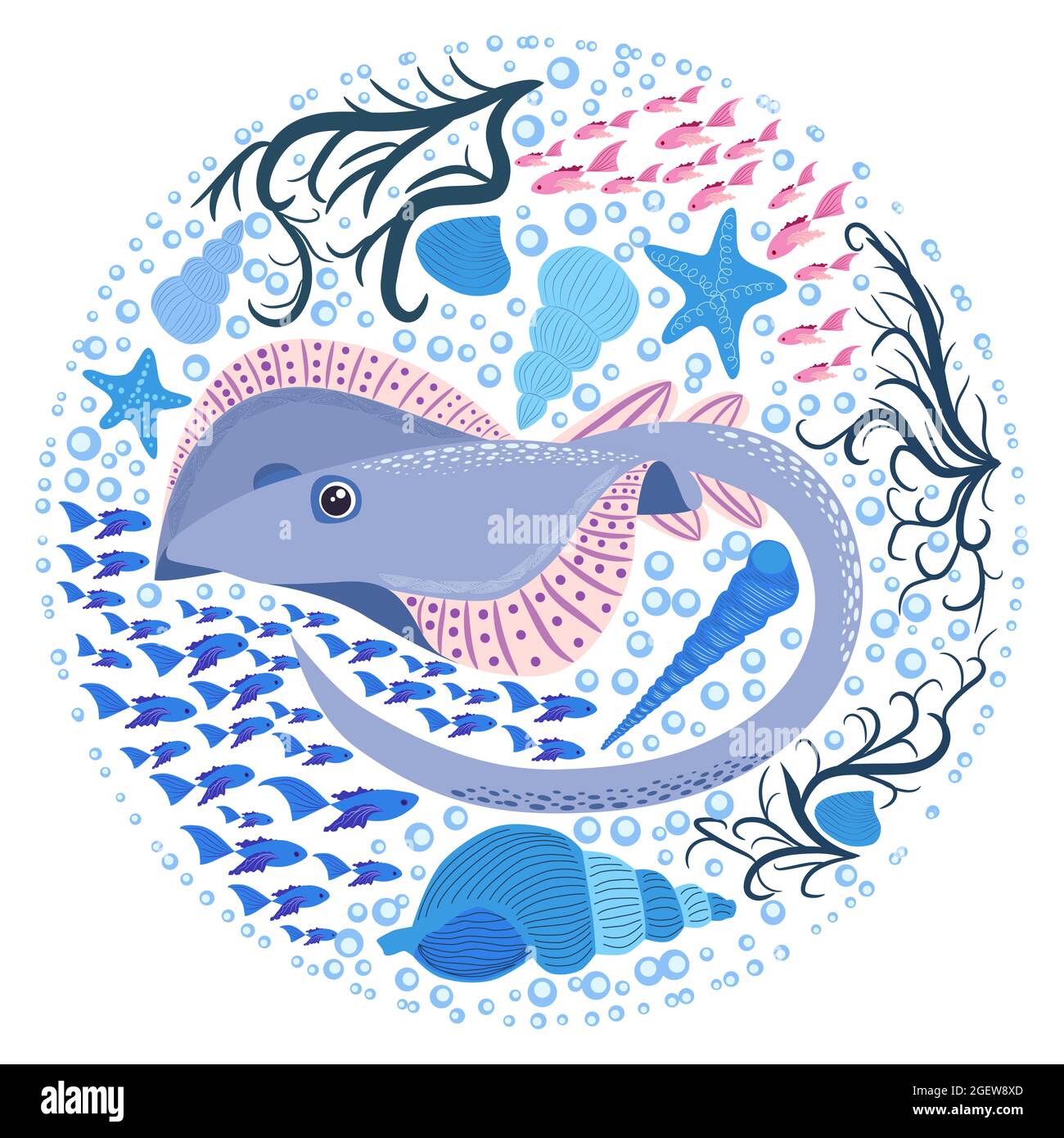 Ramp fish head magnified sea animal wildlife character. Nature ...