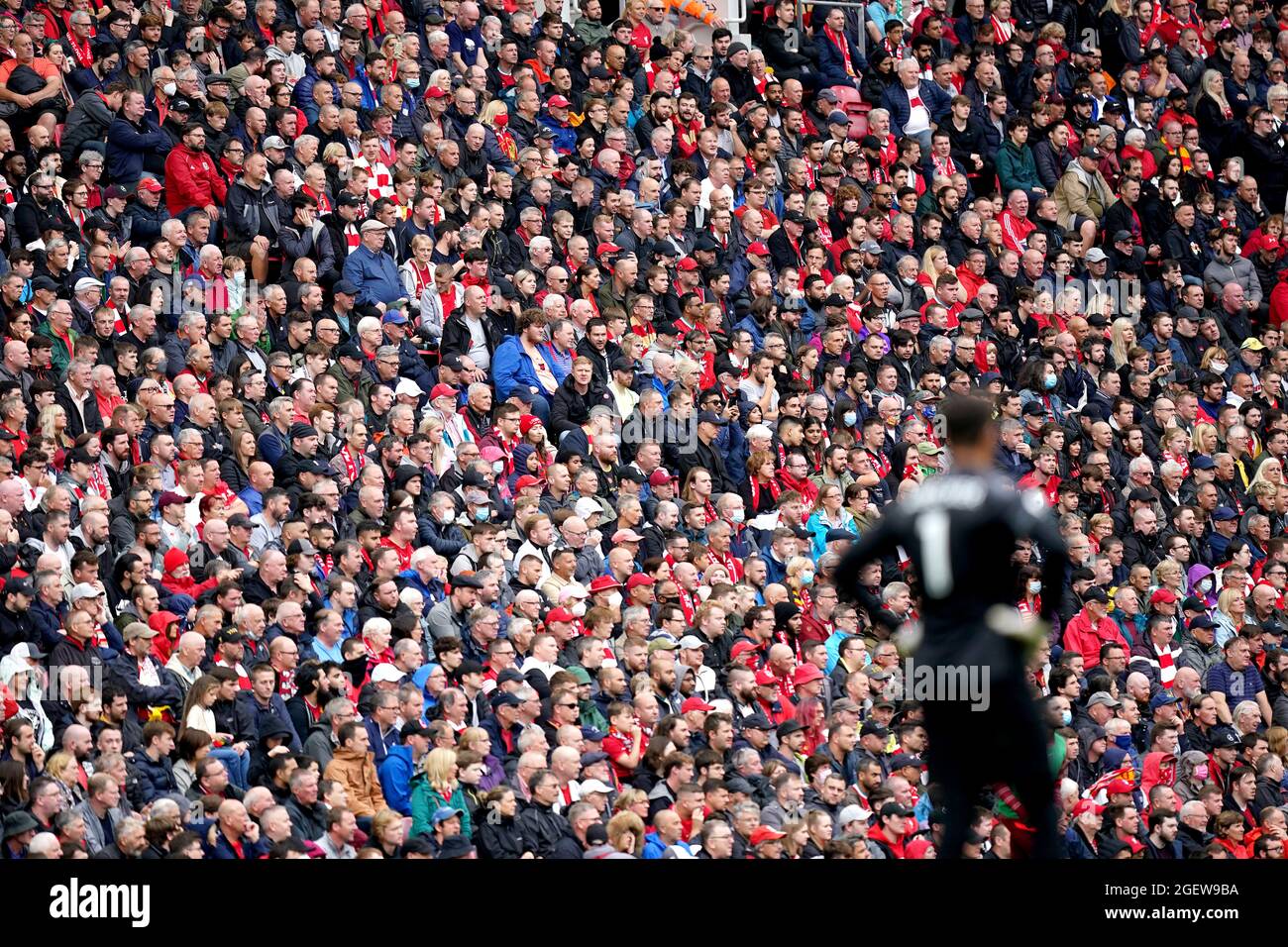 A general view of fans in the stands during the Premier League match at ...
