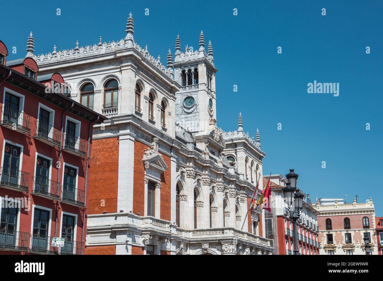Facade of Valladolid's city hall in the main square. The building is ...