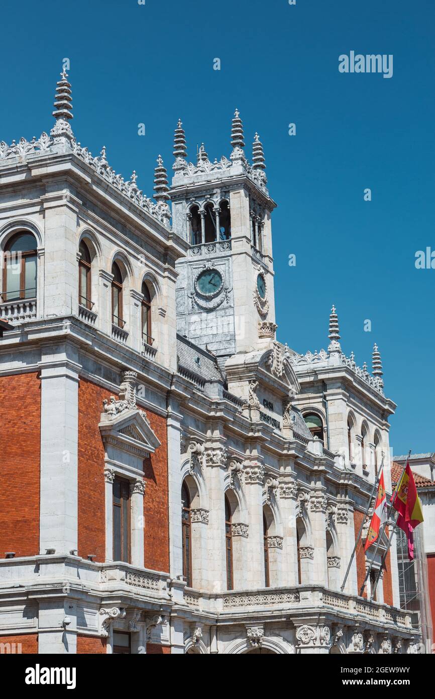 Facade of Valladolid's city hall in the main square. The building is ...