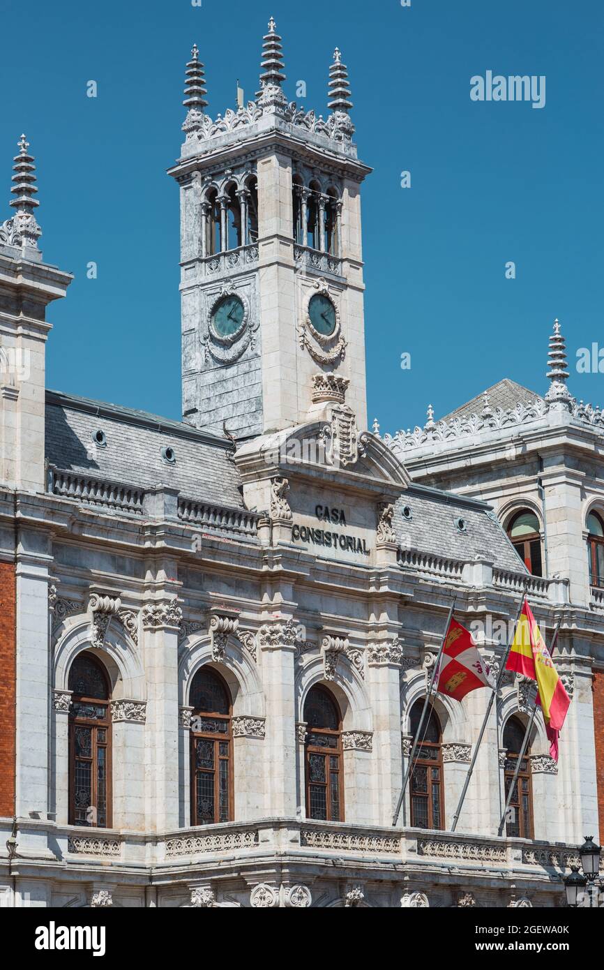 Facade of Valladolid's city hall in the main square. The building is ...