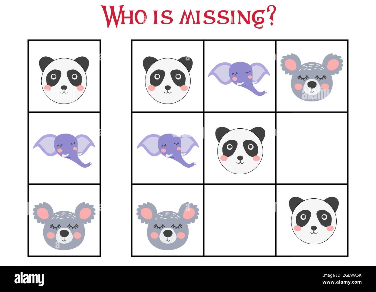 Sudoku game for children with pictures. Kids activity sheet. cute ...