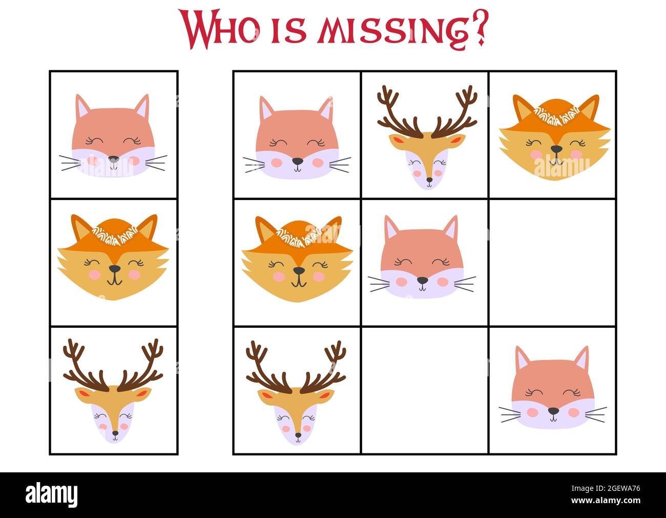 Sudoku game for children with pictures. Kids activity sheet. cute ...