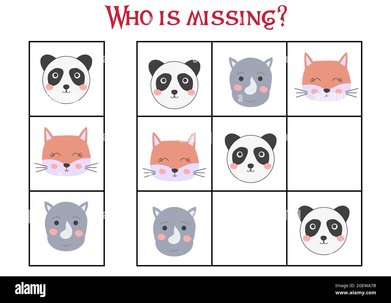 Sudoku game for children with pictures. Kids activity sheet. cute ...