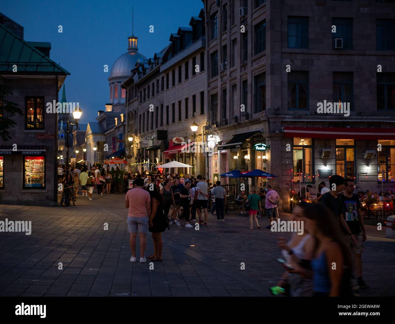 Montreal, Canada. August 2021. People walking in the Old Port of ...