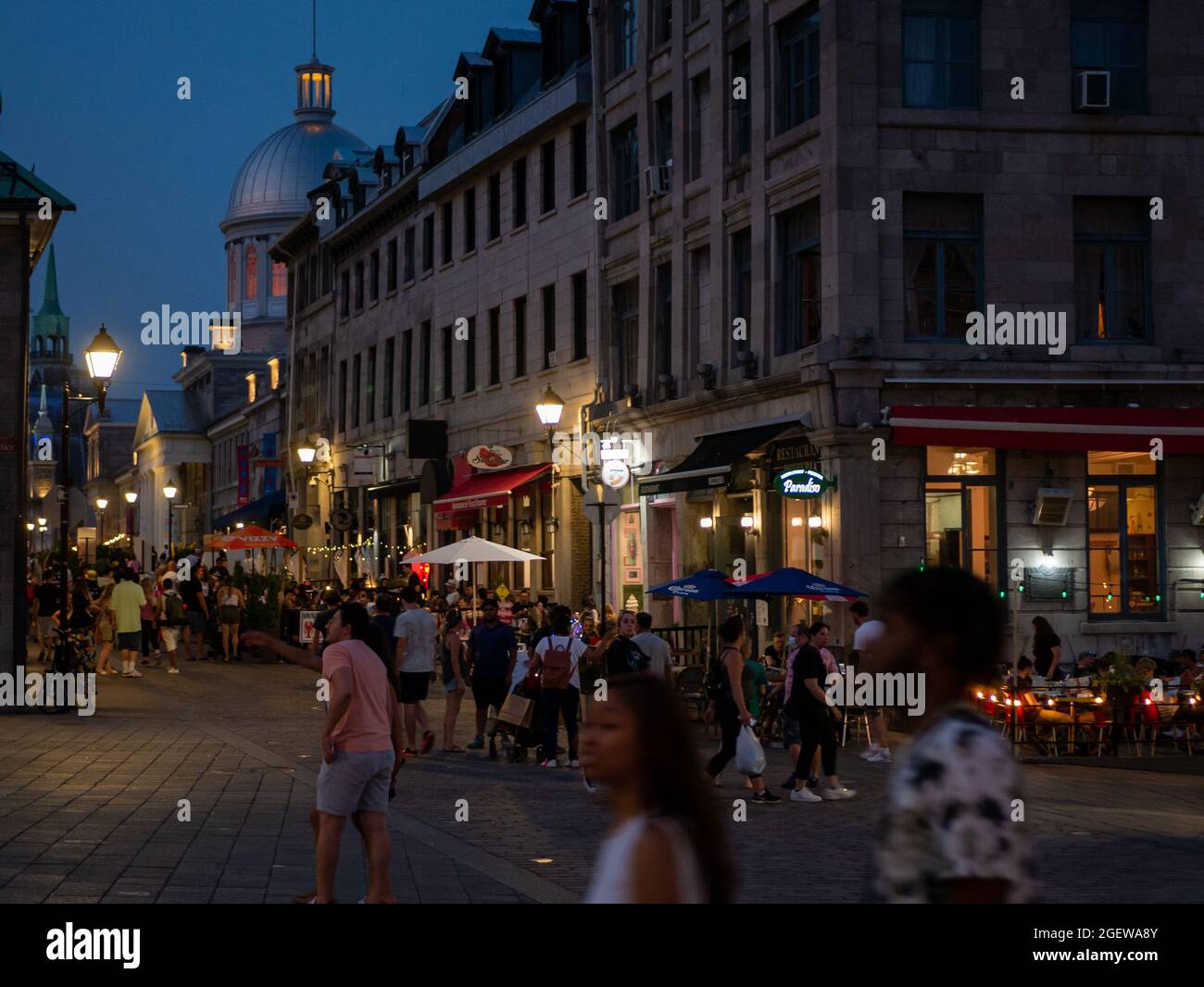 Montreal, Canada. August 2021. People walking in the Old Port of ...