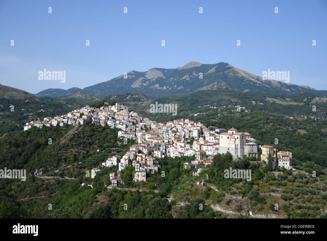 Panoramic view of Rivello, a medieval town in the Basilicata region ...