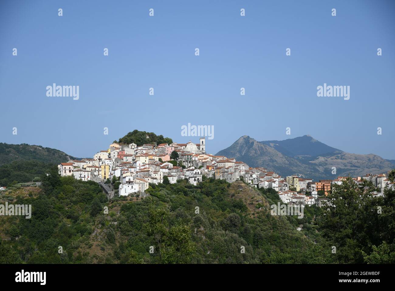 Panoramic view of Rivello, a medieval town in the Basilicata region ...