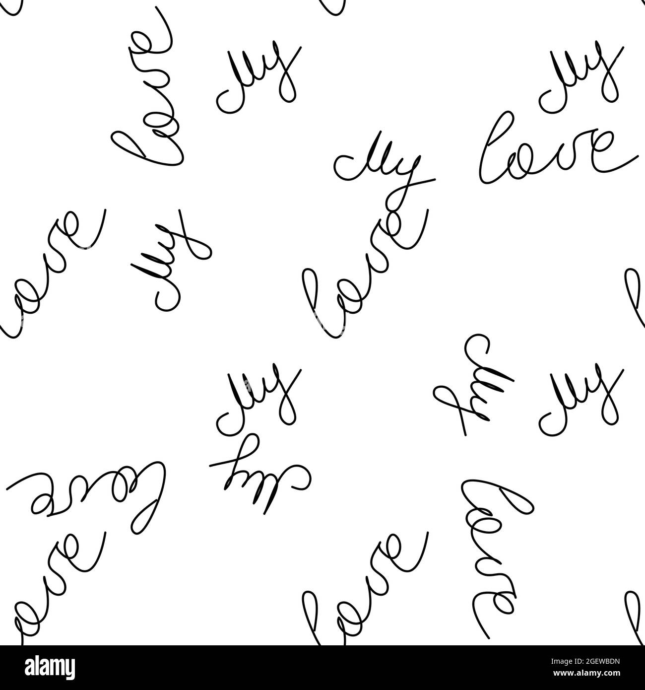 love you hearts romantic pattern illustration isolated on white. black ...