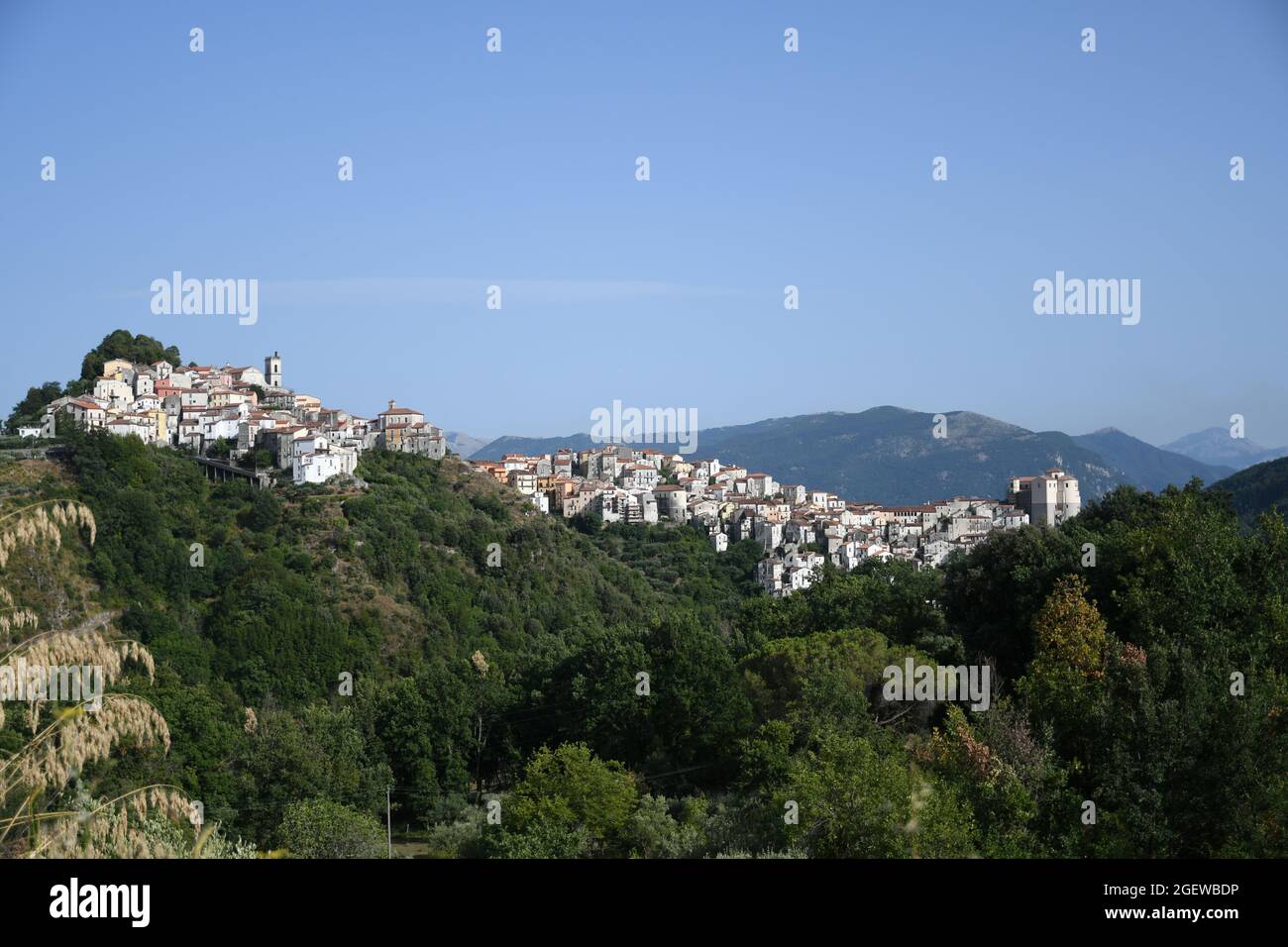 Panoramic view of Rivello, a medieval town in the Basilicata region ...