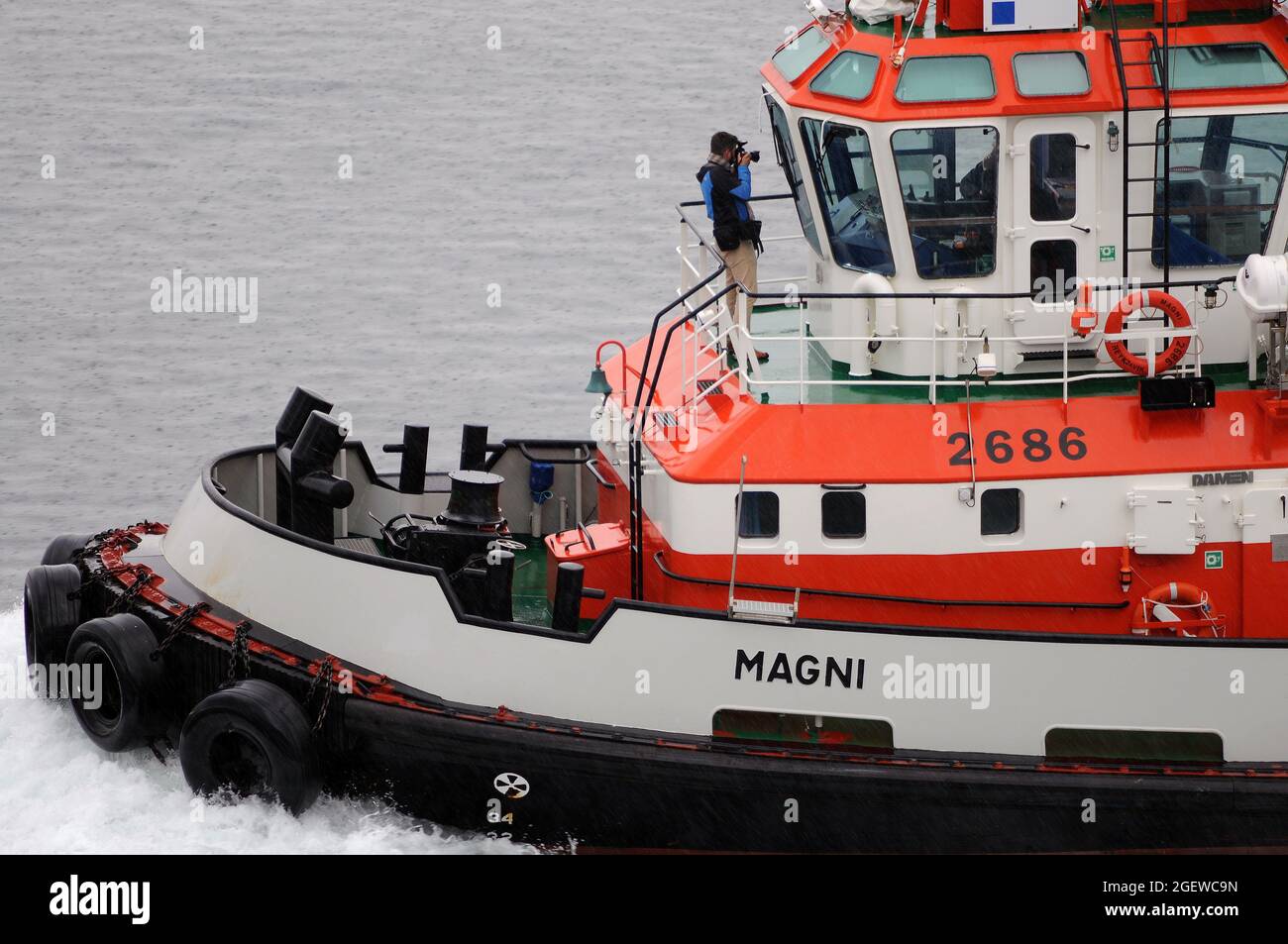 Pilot boat alongside "Adventure of the Seas" on the approach to ...