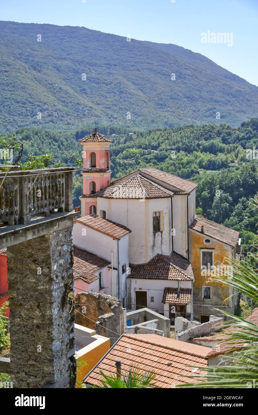 Panoramic view of Rivello, a medieval town in the Basilicata region ...