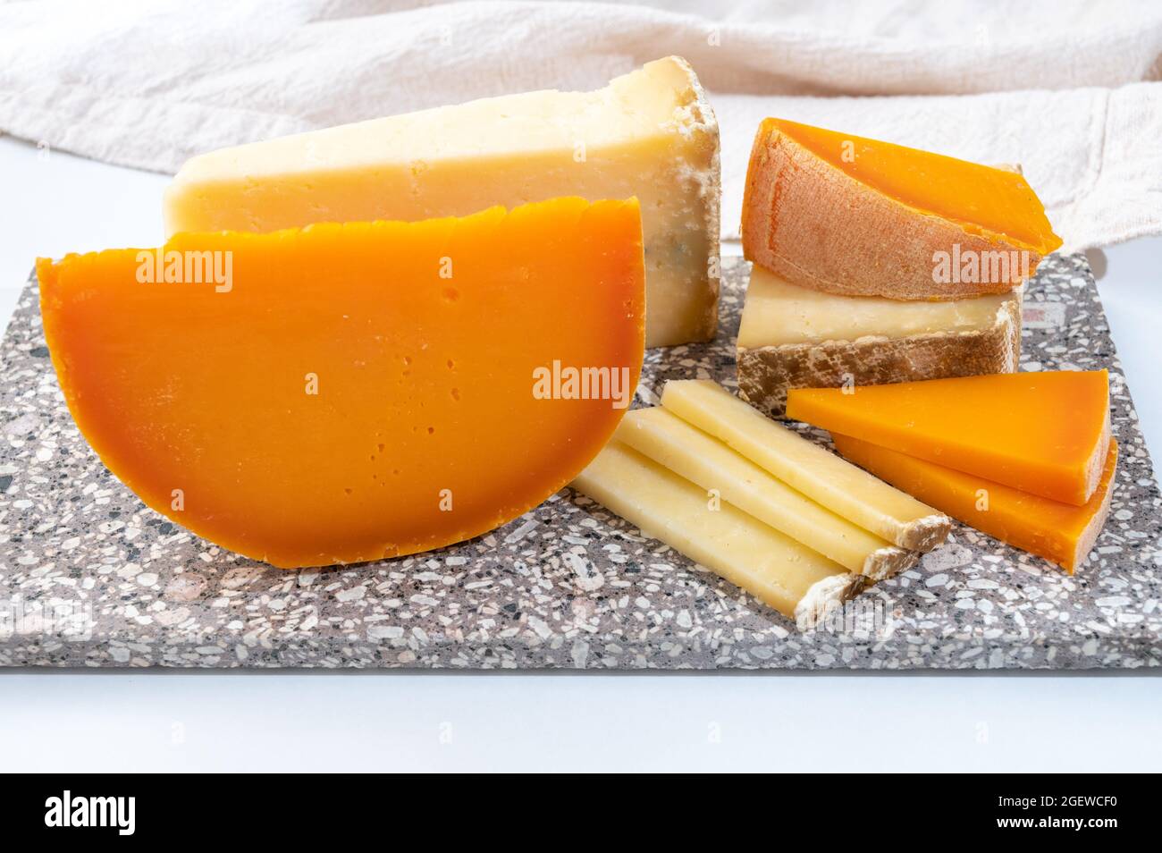 Cheese collection, hard French cheese old cantal fermier and yellow ...
