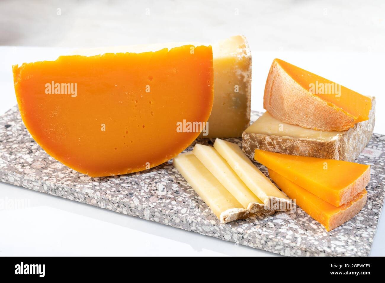 Cheese collection, hard French cheese old cantal fermier and yellow ...