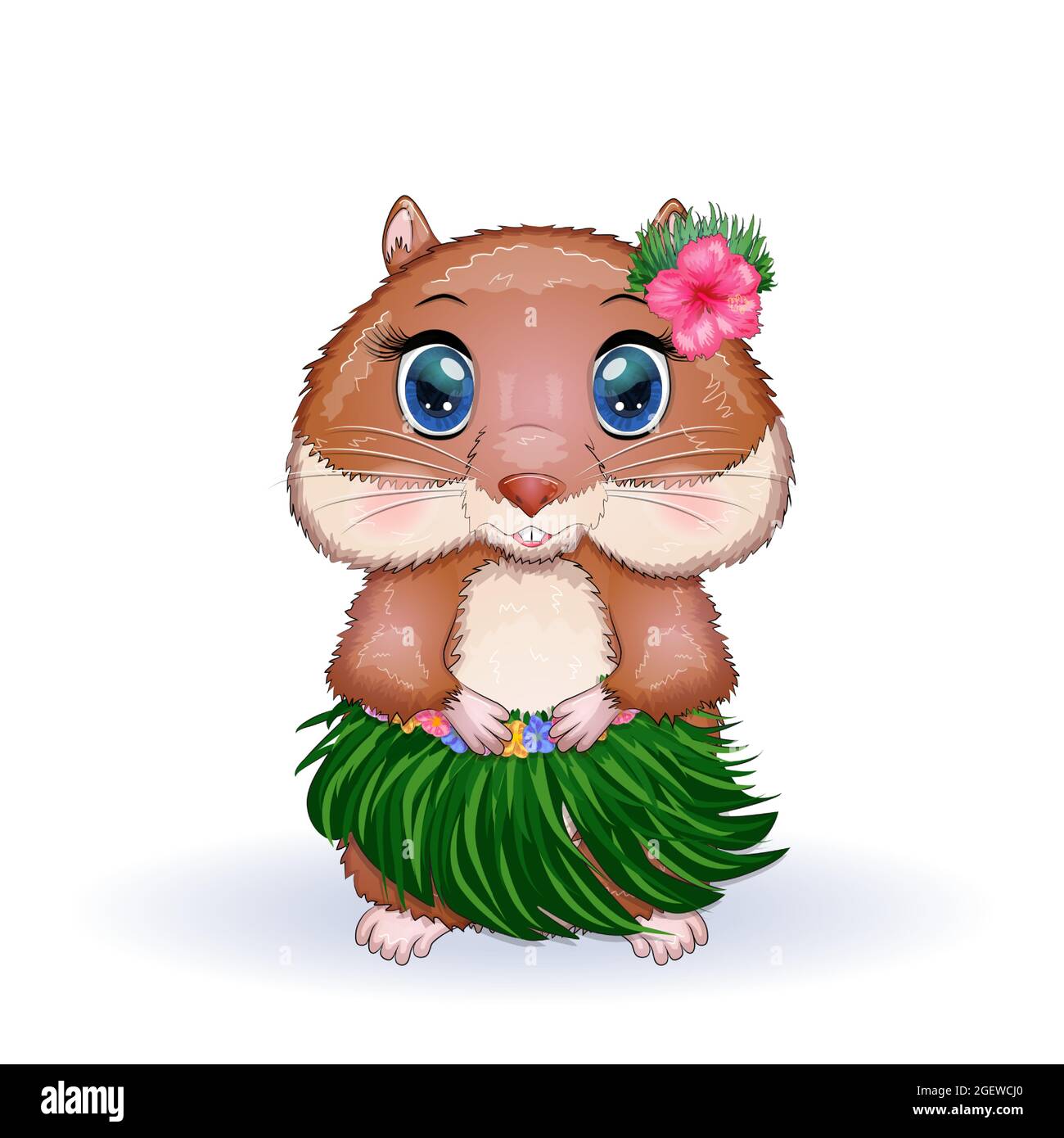 Cute hamster dancer hula, hawaii, summer concept, hamster cartoon ...