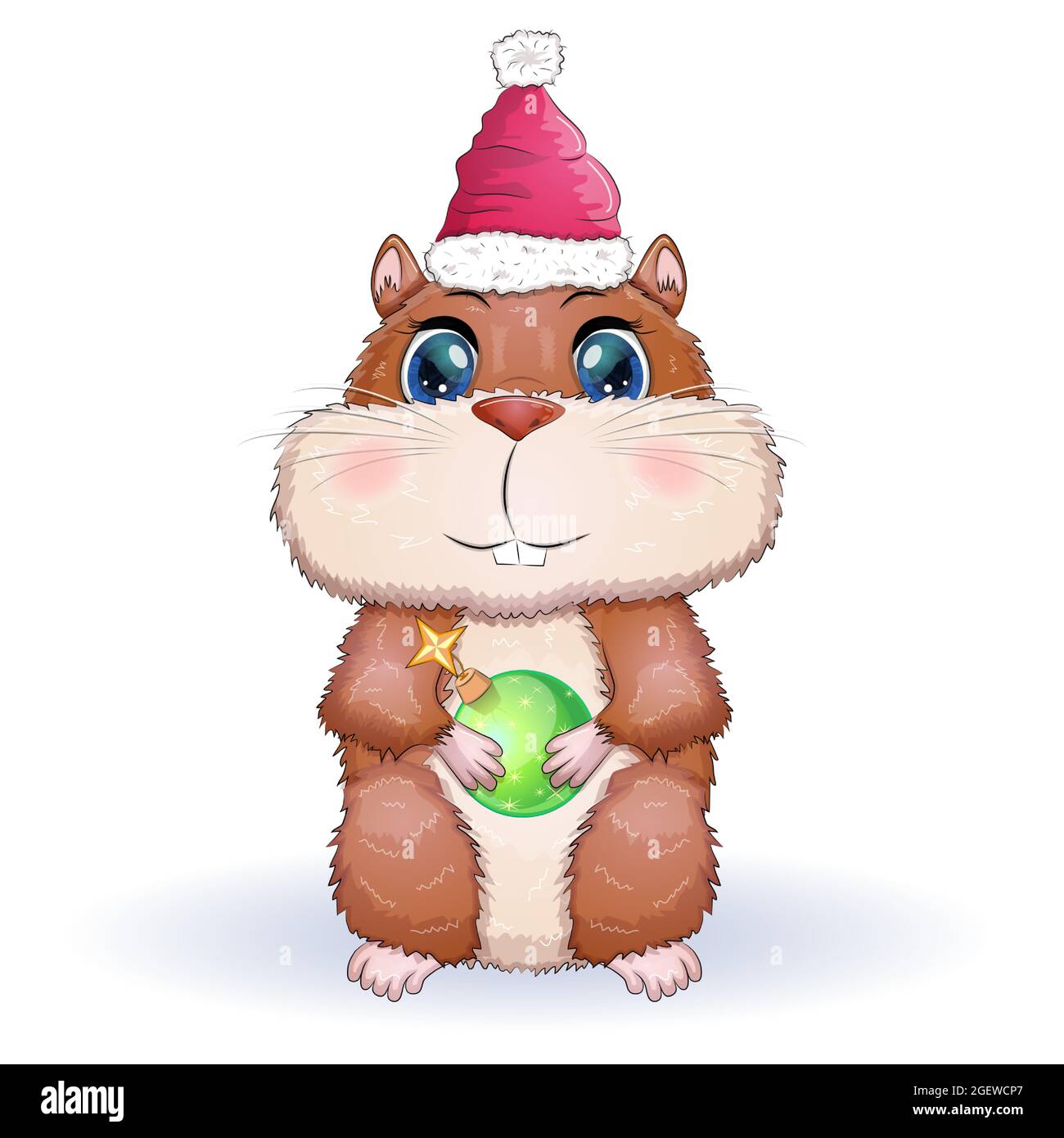 Cute hamster in santa claus hat with ball for christmas tree, christmas ...
