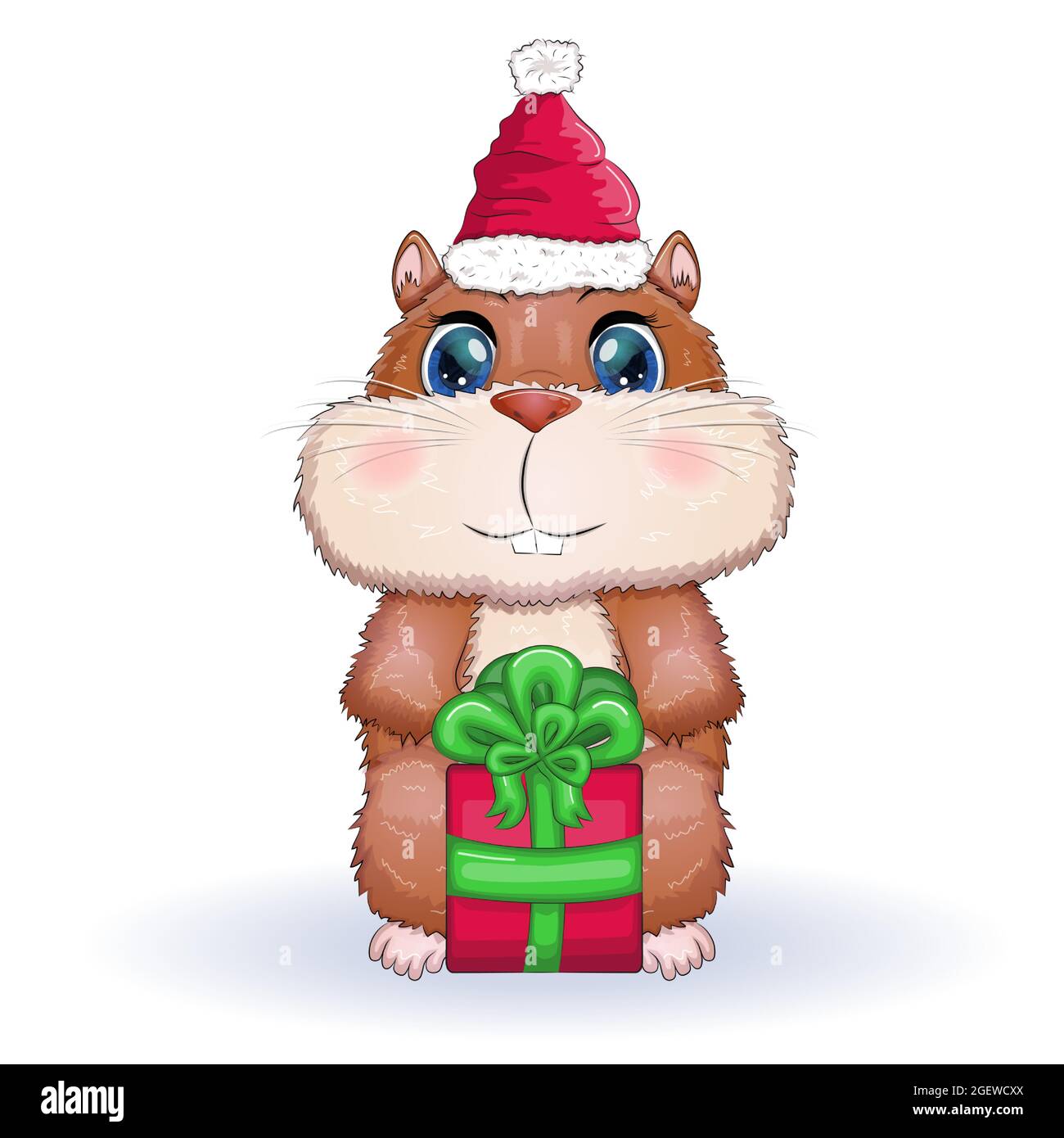 Cute hamster in santa claus hat with gift, christmas isolated Stock ...