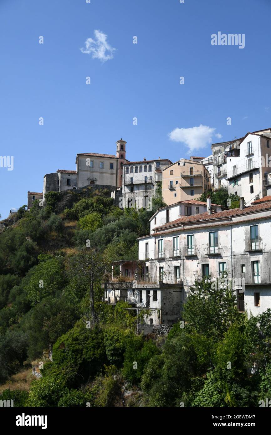 Panoramic view of Rivello, a medieval town in the Basilicata region ...