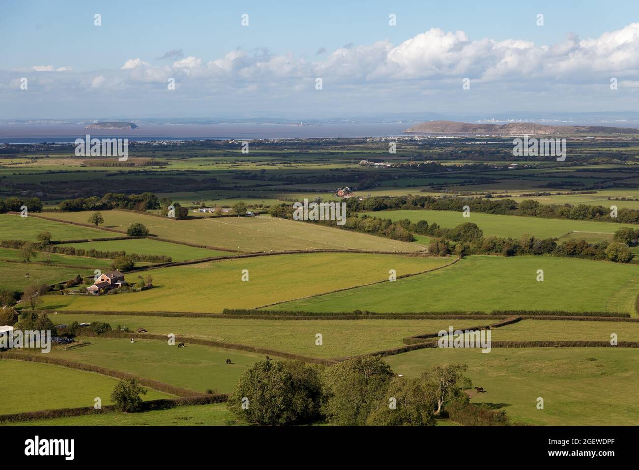 A distant view of the impressive Brean Down peninsula, Cardiff and the ...