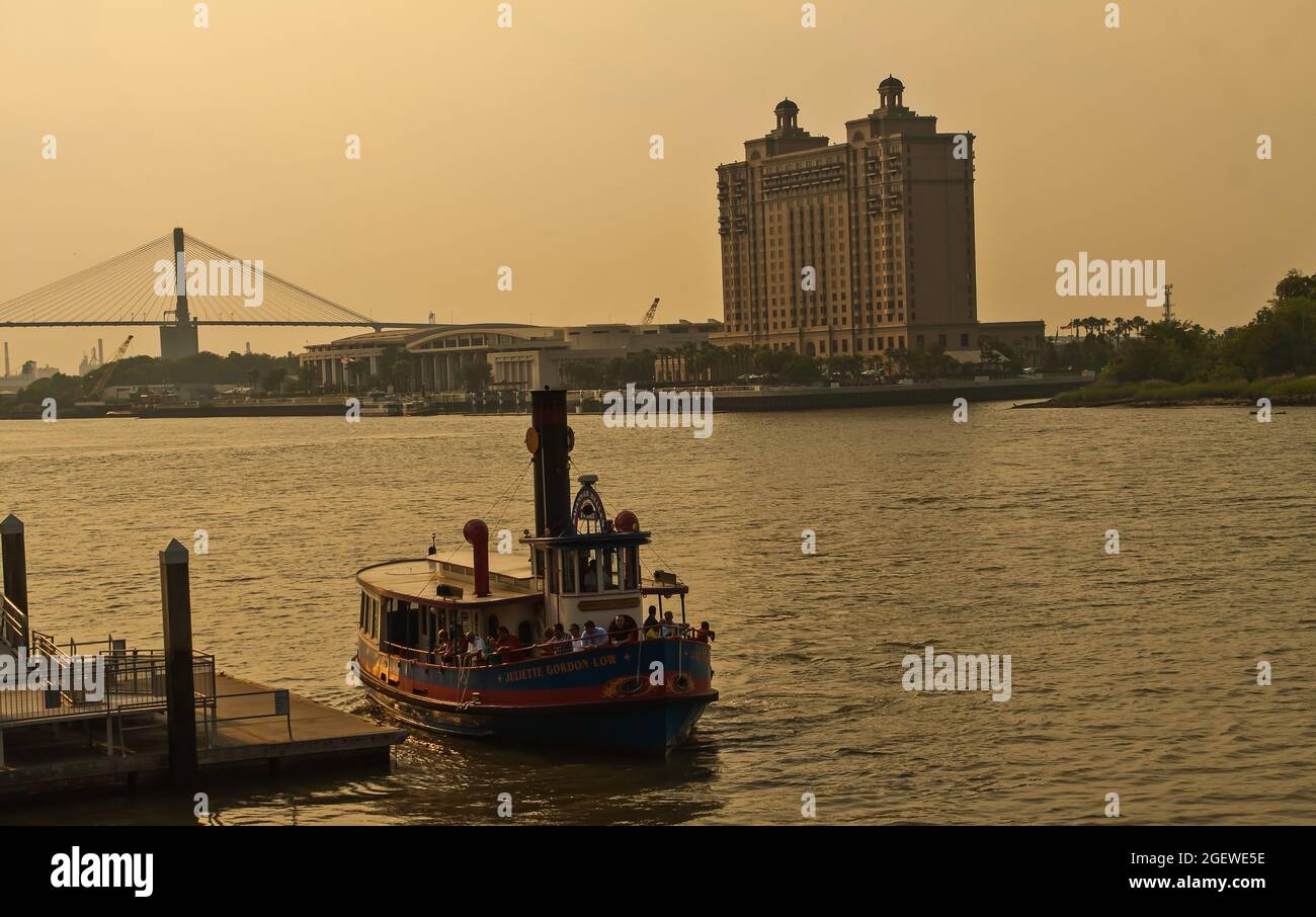 Small River Ferry on the Savannah River, Savannah, Georgia, USA Stock ...