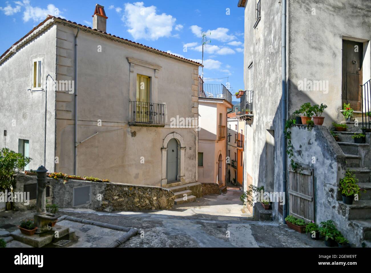 A street in the historic center of Rivello, a medieval town in the ...