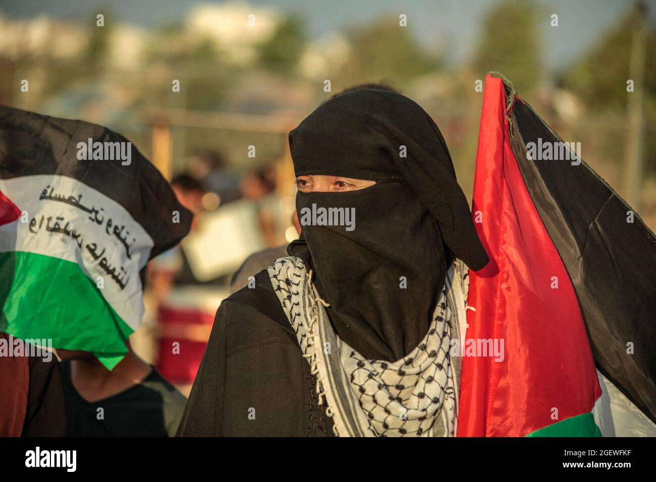 Demonstration near the border fence with Israel, east of Gaza City, to ...