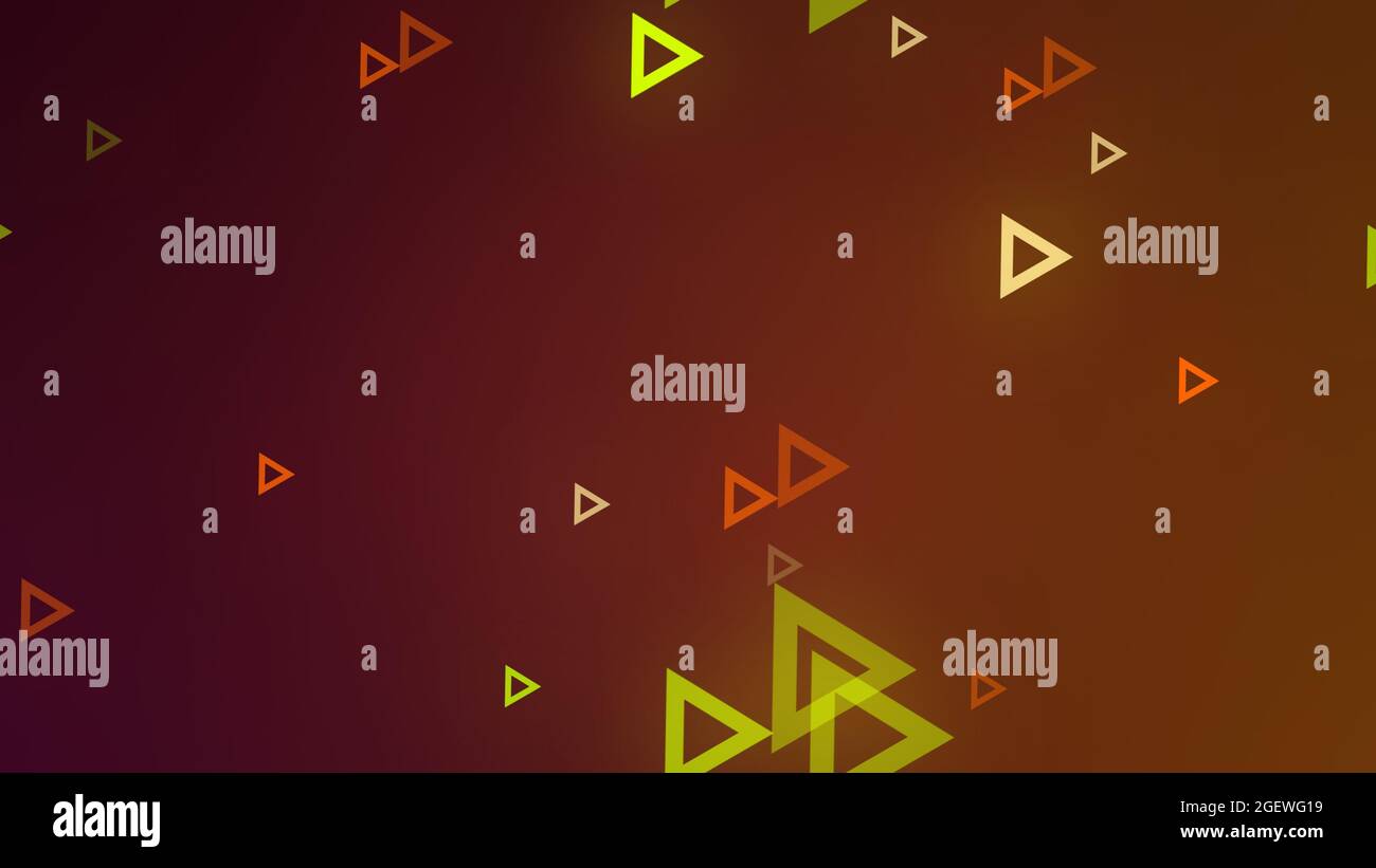 3D rendering of glowing multi-colored triangles in space located at ...