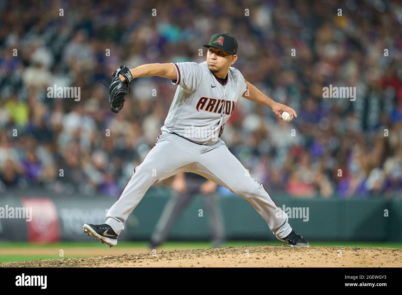August 20 2021: Arizona pitcher Miguel Aguilar (68) throws a pitch ...