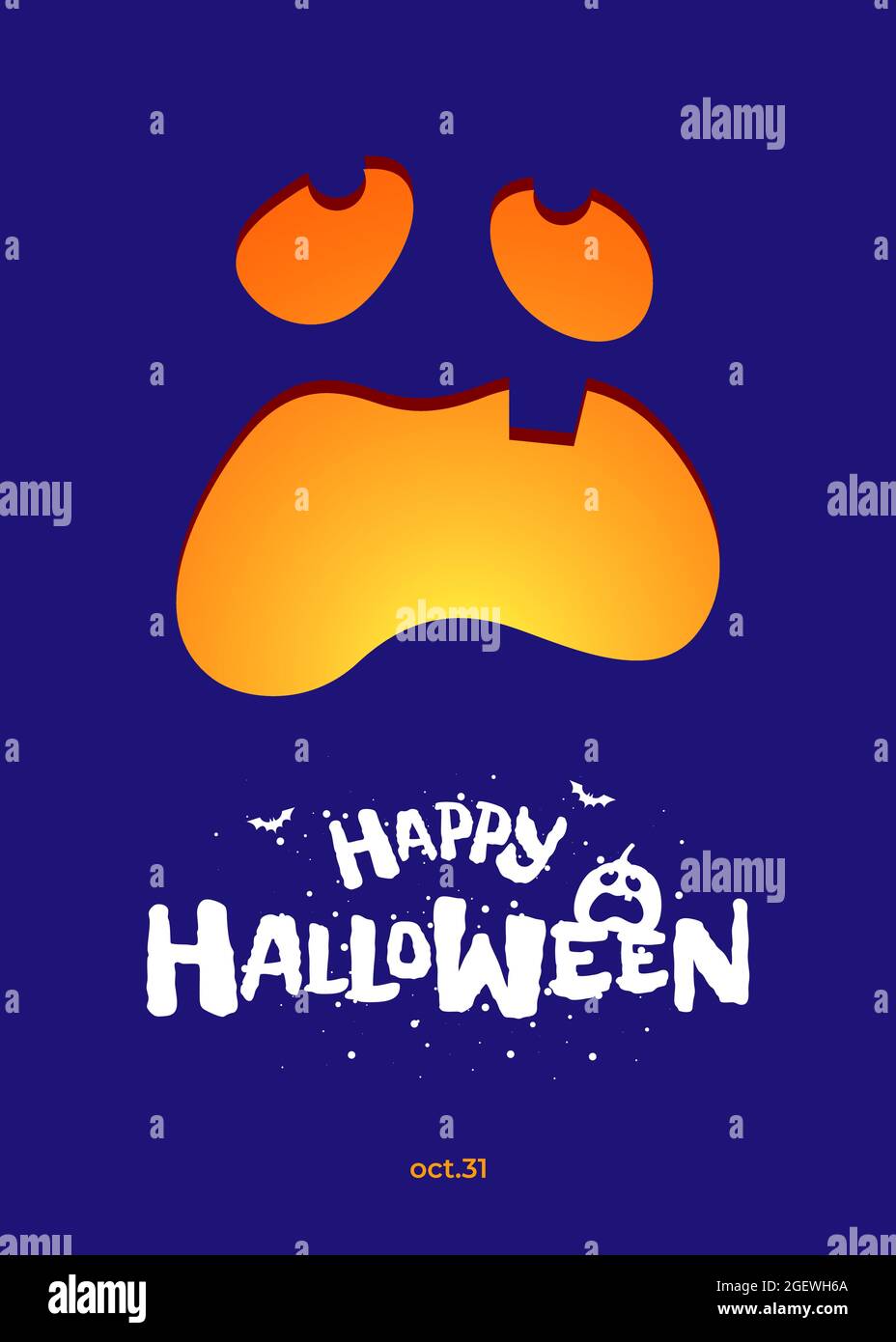 Happy Halloween party poster design template. Jack O Lantern pumpkin on ...