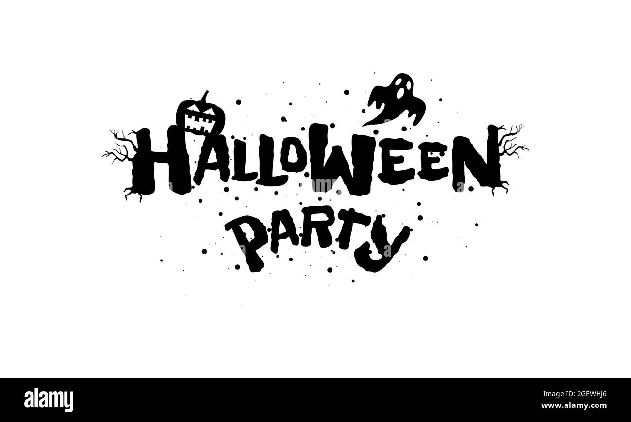 Happy Halloween party holiday hand drawn lettering design. Traditional ...