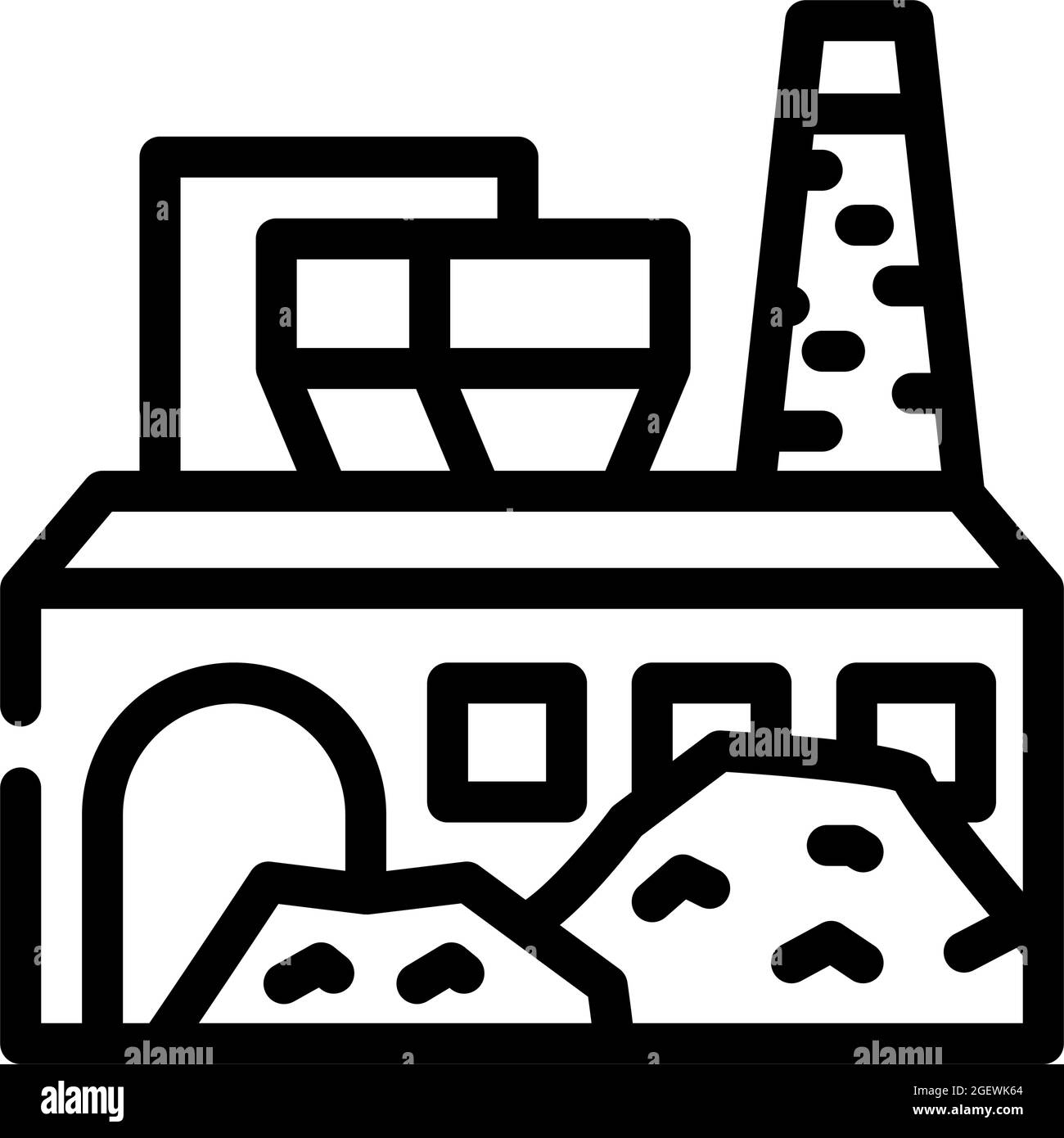 industrial processing solid waste line icon vector illustration Stock ...