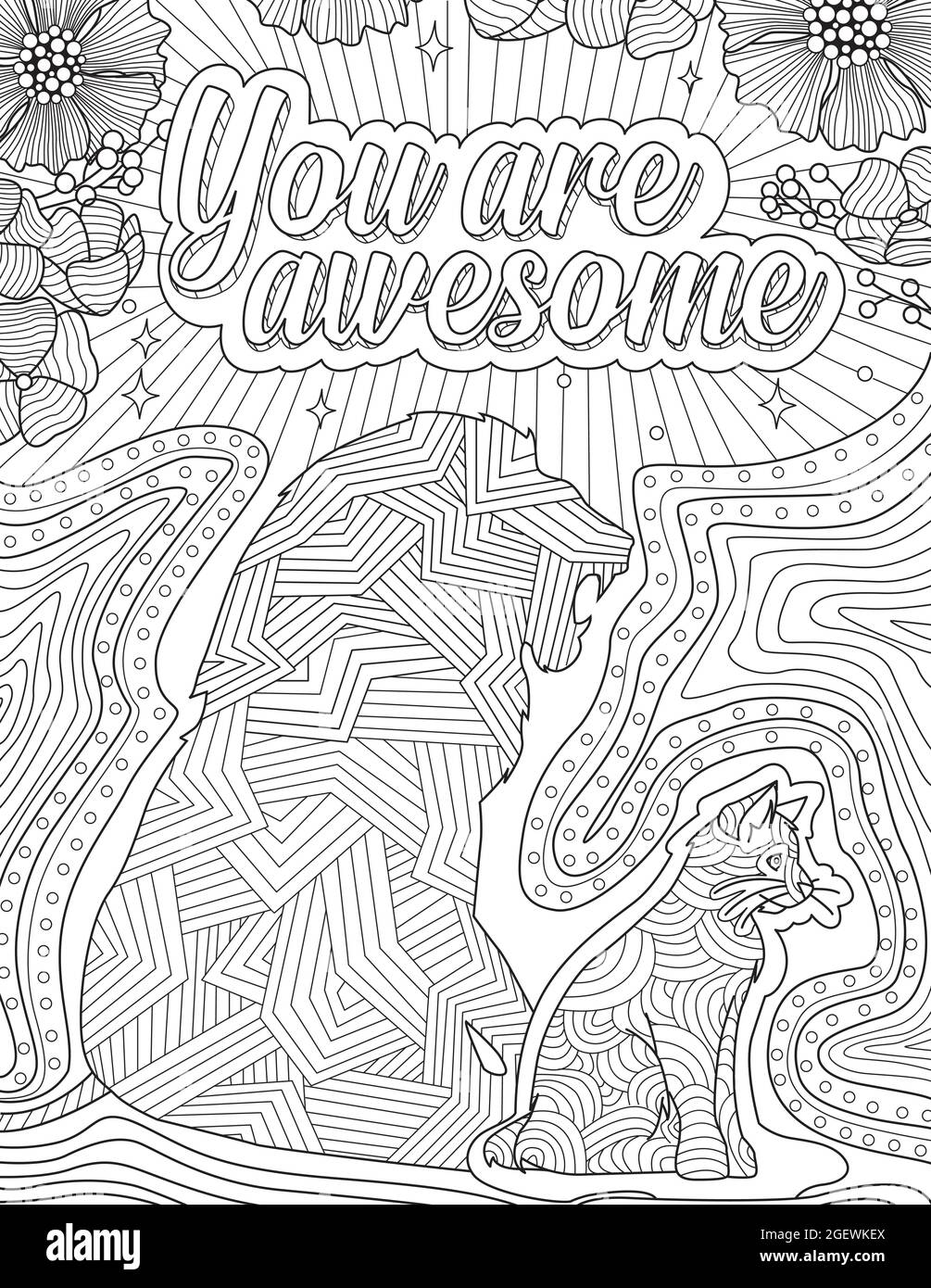 Cat Sitting With A Lion Shadow Showing You Are Awsome Message Colorless ...