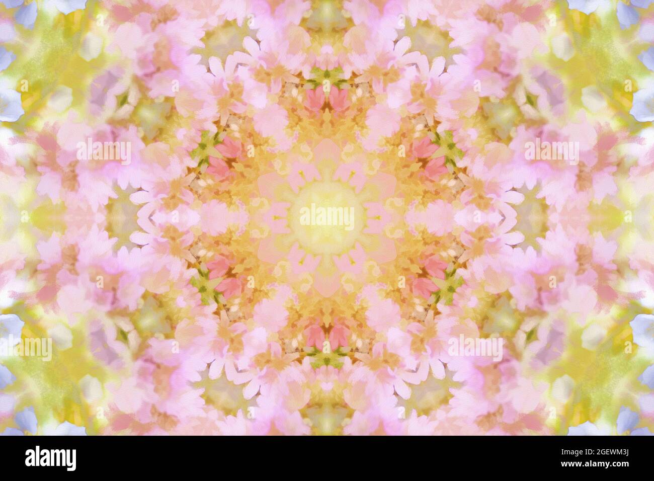 Watercolor flowers blurred, floral spring pattern background, symmetry ...