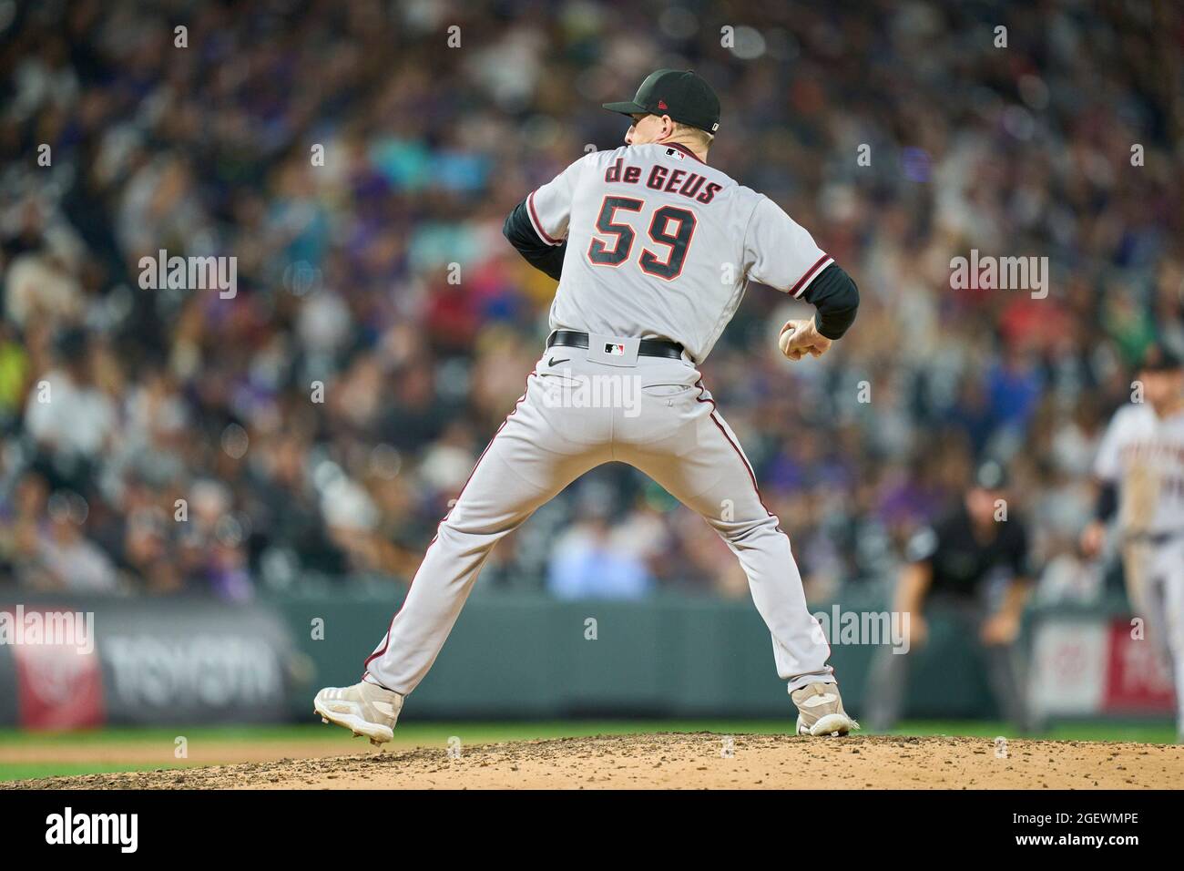 August 20 2021: Arizona pitcher Brett De Geus (59) throws a pitch ...
